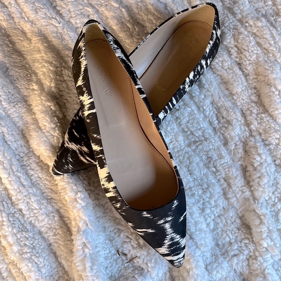 J. Crew | Shoes | J Crew Black And White Pointe Toe Fabric Flats Size 7 ...
